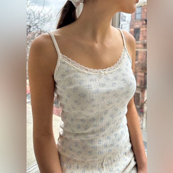 Brandy Melville | Tops | Brandy Melville White Skylar Teddy Bear Tank ...